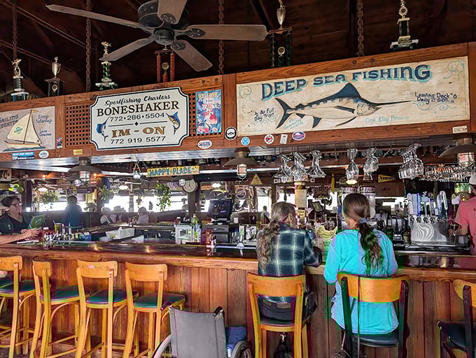 The bar isn't just where drinks are served&mdash;it's command central for fishing tales that grow taller with each round ordered.