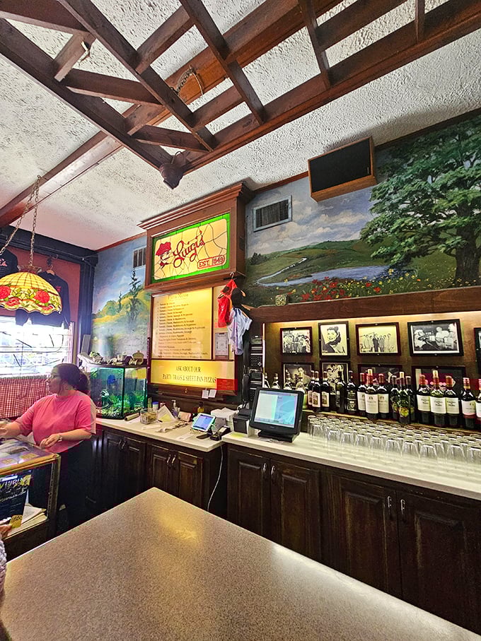 The bar area feels like it's been serving comfort and conversation since before your parents went on their first date.