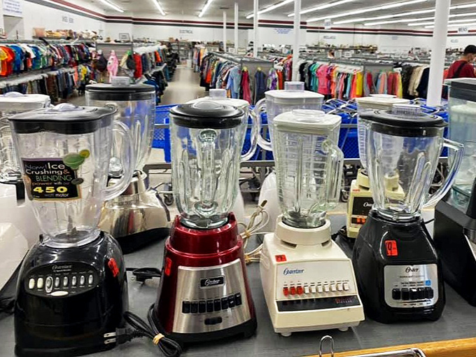 The blender brigade stands at attention, each one ready to whip up smoothies with stories to tell about their previous kitchens.