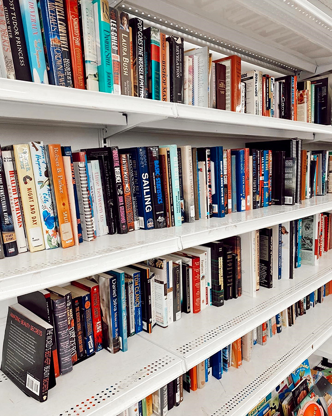 The book section: where bestsellers of yesteryear patiently wait for new readers. Literary speed dating at its finest.