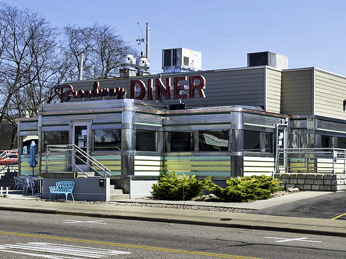 The Broadway Diner's chrome exterior gleams like a beacon for breakfast lovers&mdash;a temple of toast where coffee refills flow as freely as conversation.