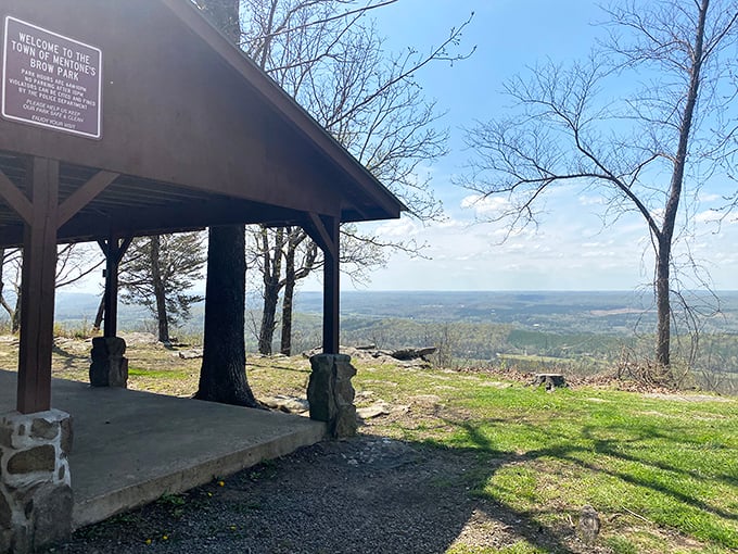Brow Park's pavilion frames a view that stretches all the way to tomorrow. On clear days, you can see three states from this magnificent mountain overlook.