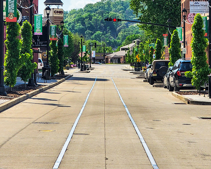 Bruce Street's tree-lined sidewalks invite leisurely strolls past local businesses. Window shopping here doesn't require taking out a second mortgage afterward.