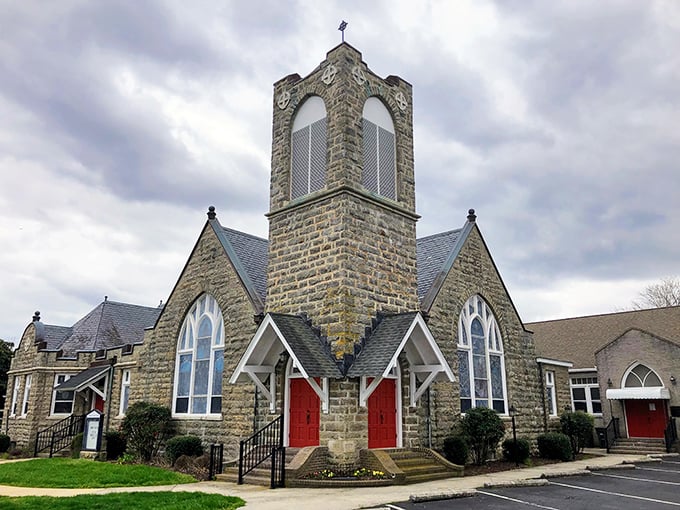 Buckingham Presbyterian Church's stone facade and red doors have welcomed worshippers and architecture admirers alike for generations.