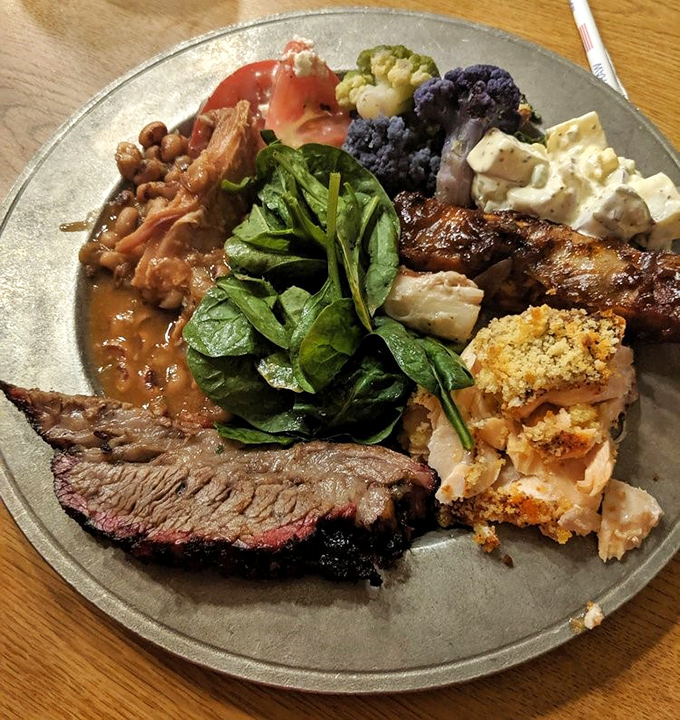 A plate that tells the story of American comfort food in one glance: smoky, savory, and colorful enough to make your phone's camera activate itself.