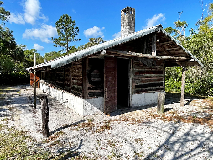 Trapper Nelson's historic cabin stands as testament to Old Florida grit—when "roughing it" meant actual logs, not spotty Wi-Fi at a resort.