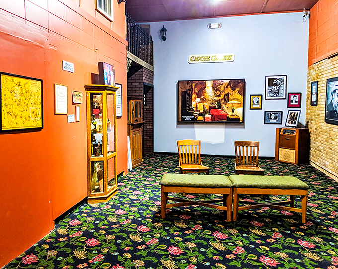 The Capone Gallery showcases memorabilia from Hot Springs' most infamous vacationer, who preferred mineral baths with a side of racketeering.