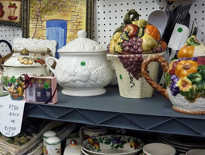 Ceramic kitchenware that grandmother would recognize instantly, each piece carrying the weight of Sunday dinners and holiday gatherings from decades past.