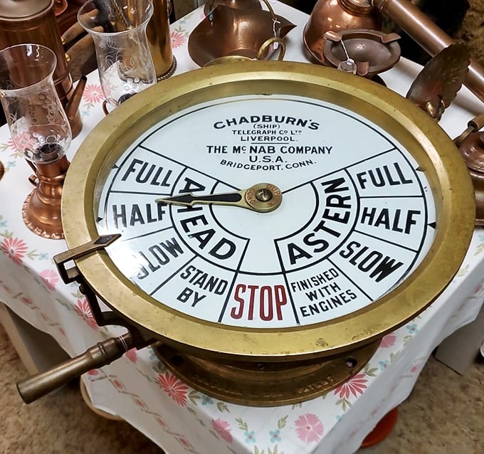 Full Ahead to "Stop"&mdash;this ship's telegraph once commanded mighty engines. Now it commands attention in any room.