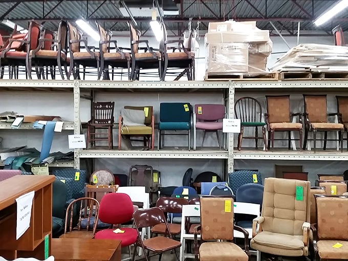 Chair-hunting heaven where you might find anything from office ergonomics to grandma's rocking chair&mdash;all priced to move.