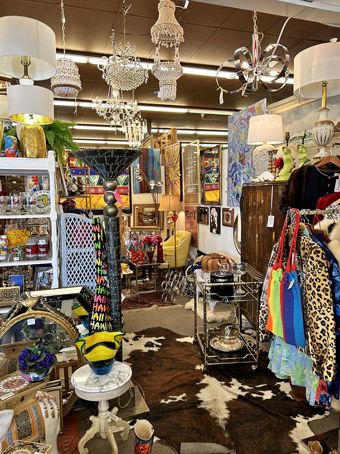 A chandelier jungle where your next statement piece hangs among dozens of competitors. One of these could transform your dining room from "meh" to magnificent.