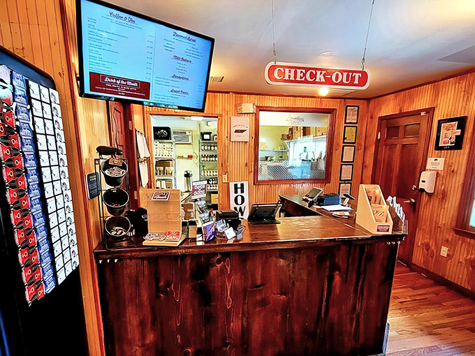 The checkout counter where you'll contemplate buying everything in sight because leaving without Loveless souvenirs feels like a personal failure.