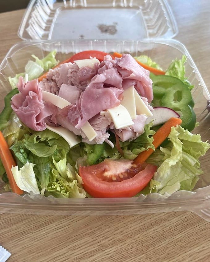 When you need a break from carbs but not from flavor, the chef salad steps up with generous portions of meat and cheese atop crisp veggies.