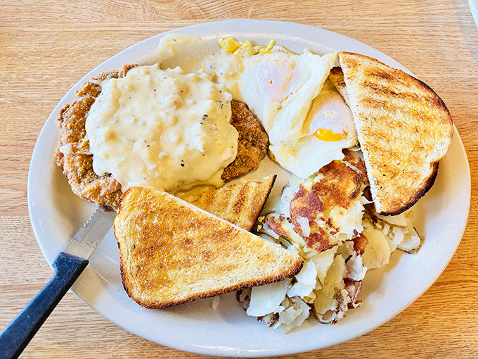 Chicken fried steak with gravy so good you'll want to write poetry about it. Breakfast doesn't get more Nebraskan than this.