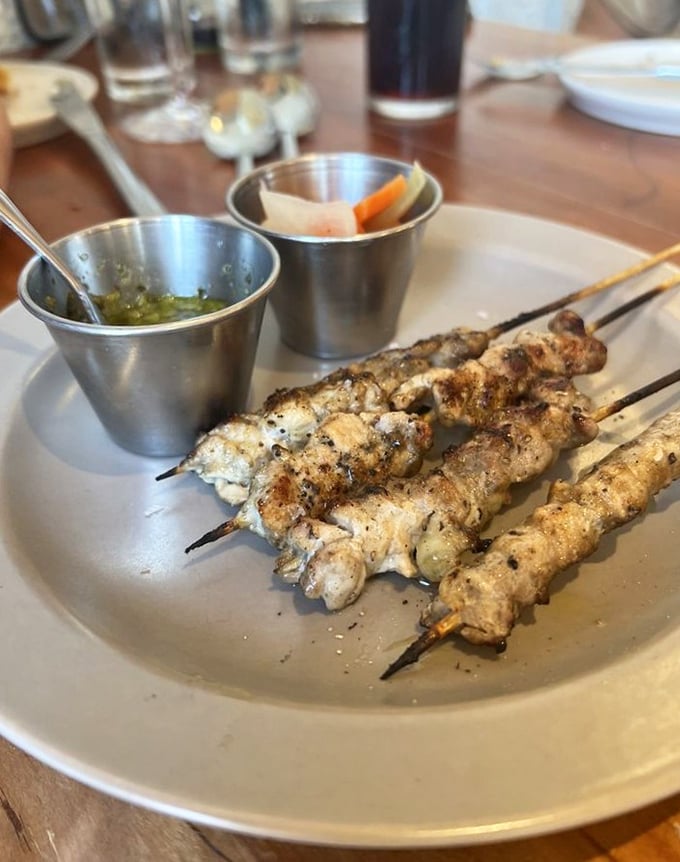 Chicken skewers that prove simplicity is the ultimate sophistication. Perfectly charred, served with dipping sauces that'll make you forget about ketchup forever.