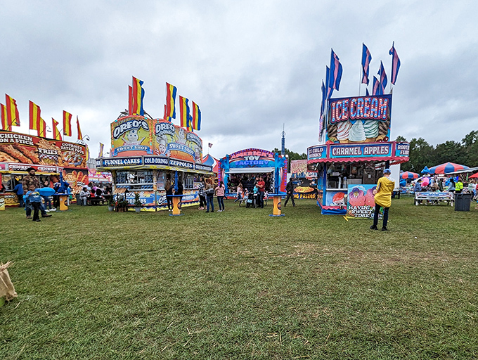 County fair food stands &ndash; where calories don't count and everything tastes better because it's eaten outdoors while standing up.
