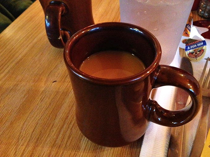 The humble coffee mug, unsung hero of breakfast. This sturdy brown vessel delivers liquid motivation to early risers and late brunchers alike.