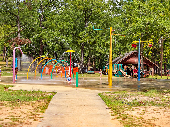 Summer's perfect equation: kids + water sprays = joyful screams and memories that outlast the Mississippi heat.