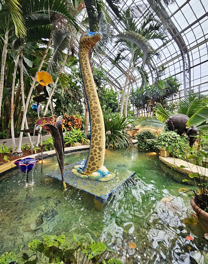 Conservatory fountains create art from water and whimsy, with sculptures that would make Dr. Seuss smile.