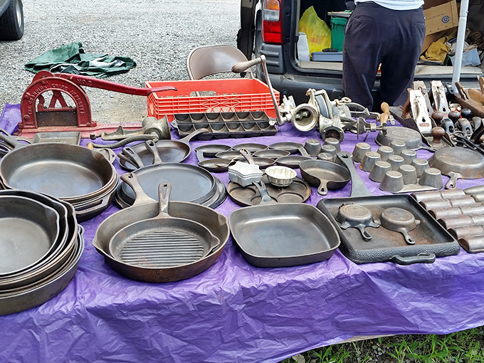 Cast iron paradise! These seasoned pans have fried countless breakfasts and will outlive us all with their indestructible charm.