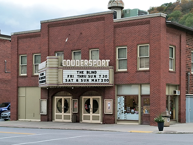 The Coudersport Theatre's vintage marquee promises entertainment the old-fashioned way, where ticket prices won't require a second mortgage.