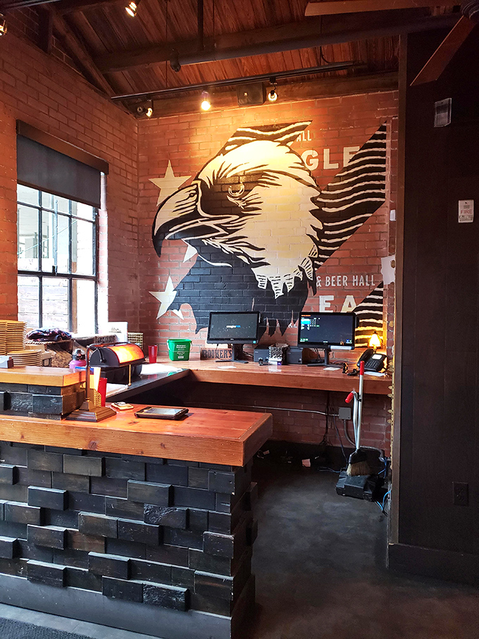 Where orders become memories. The Eagle's host station features their iconic logo—a promise of good things to come.