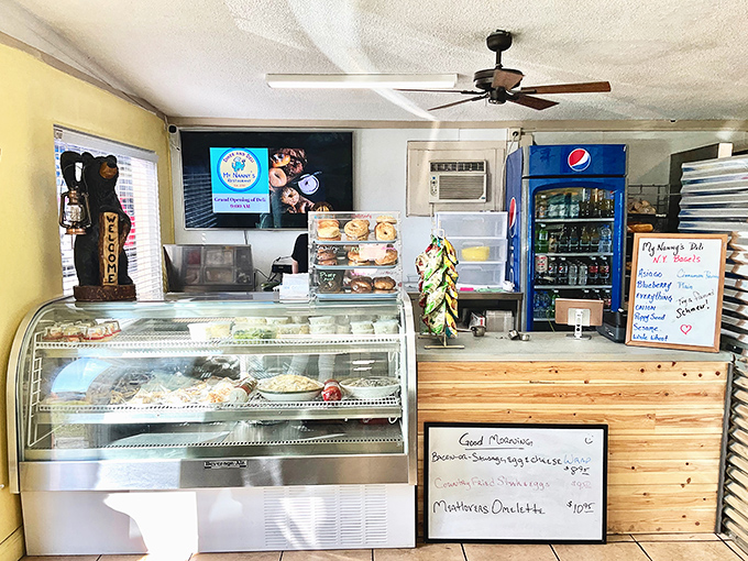 The display case and counter area&mdash;where breakfast dreams are born and the day's homemade desserts tempt you before you've even ordered your meal.