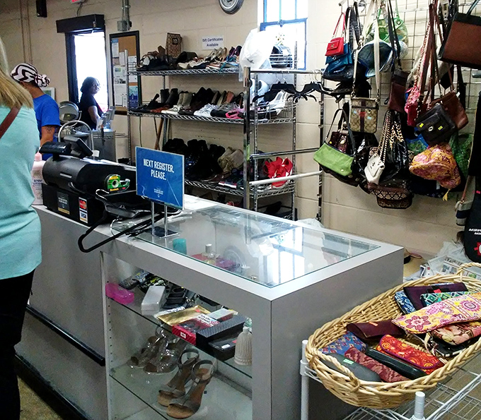 The checkout area&mdash;final gateway between browsing and ownership, where your treasures transform from someone else's discards to your brilliant finds.