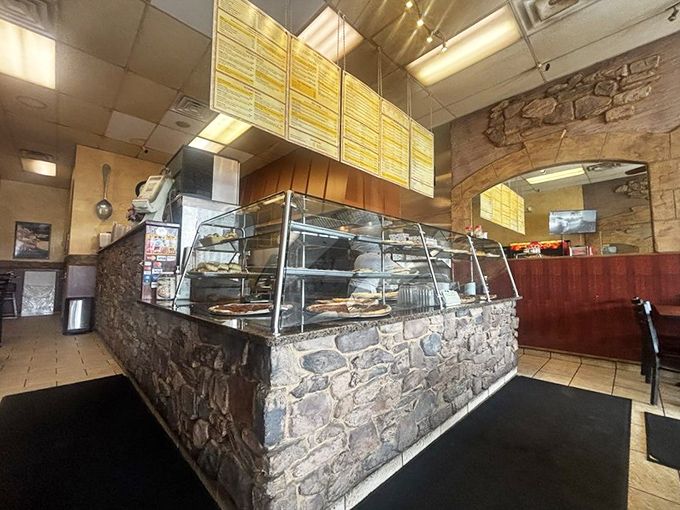 The counter area&mdash;where pizza dreams are born and the aroma of possibility hangs in the air like the world's best perfume.