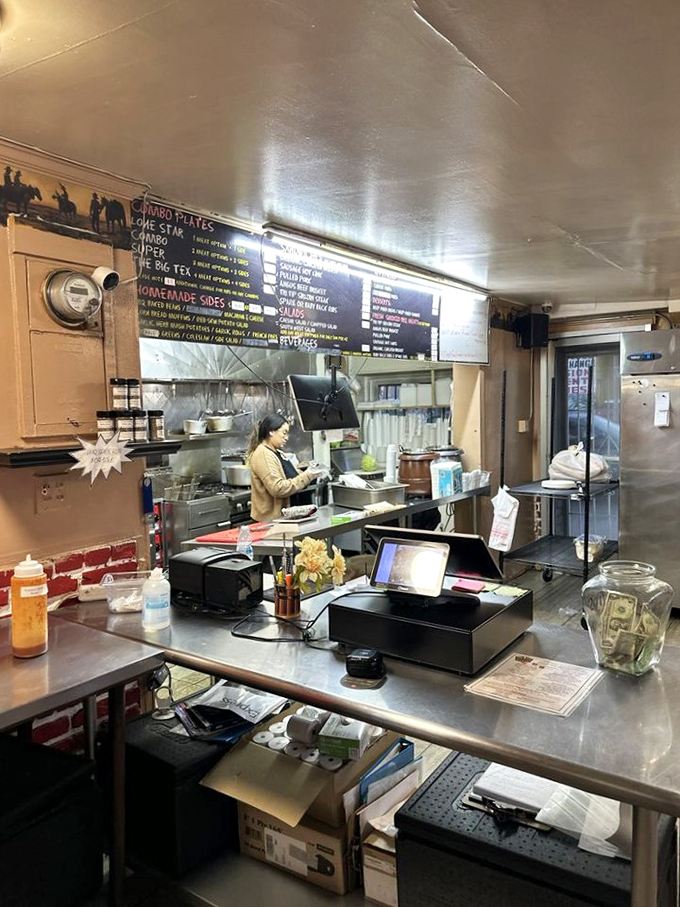 Behind the counter is where the magic happens&mdash;no fancy kitchen, just the essentials needed to create BBQ that makes you question all other food choices.