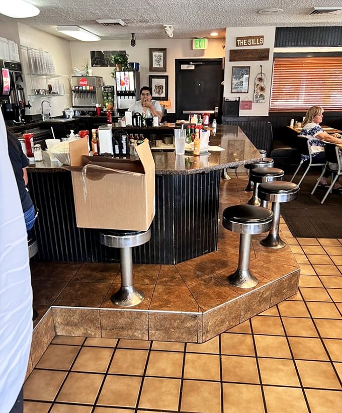 Counter seating with a view of the kitchen action, where you can watch breakfast magic happen in real time.