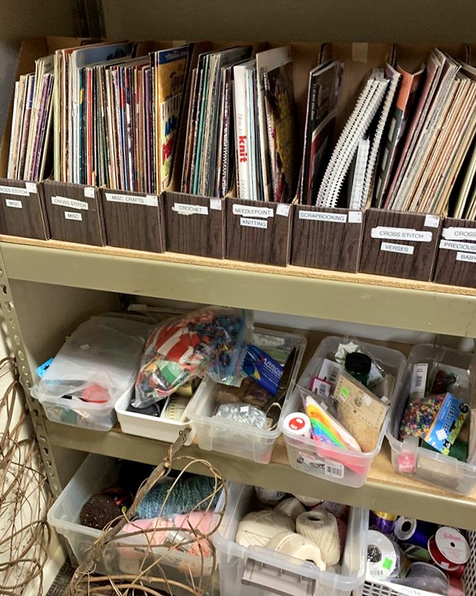 Crafting supplies organized with military precision &ndash; each bin a potential Pinterest project waiting to happen.