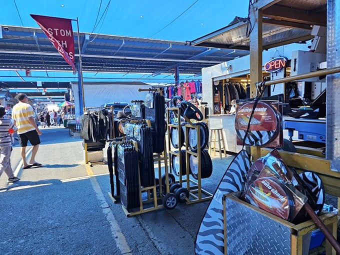 Custom car mats displayed like modern art&mdash;proof that even your vehicle's floor deserves a fashion upgrade at Phoenix Park 'n Swap.