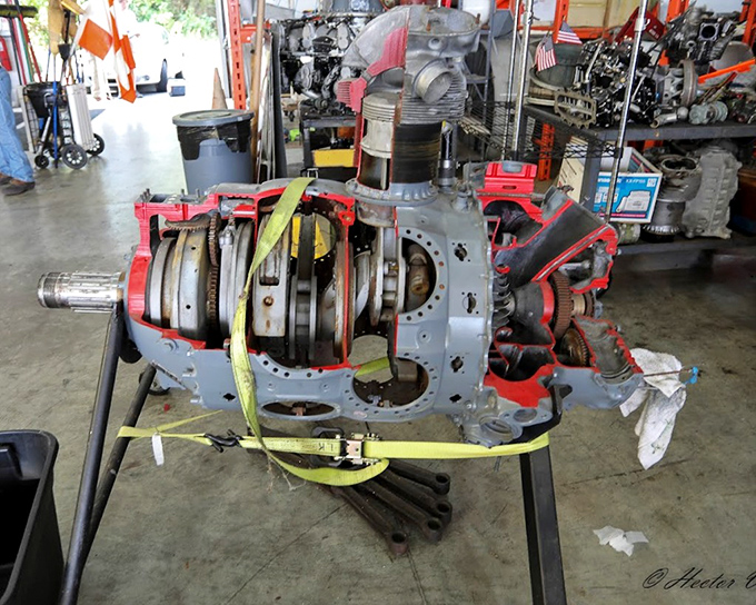 The mechanical heart of aviation history &ndash; a cutaway radial engine reveals the intricate dance of pistons that powered these warbirds.