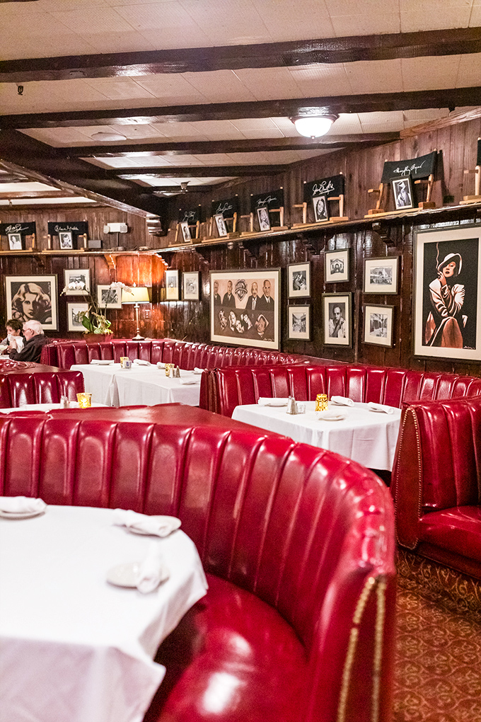 Wood-paneled walls adorned with Hollywood history create the perfect backdrop for memorable meals. Nostalgia you can actually taste.