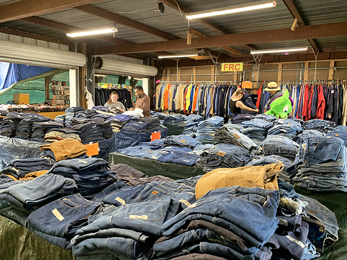 Denim heaven! Jeans stacked higher than Alabama summer temperatures, with enough varieties to outfit every shape from Mobile to Montgomery.