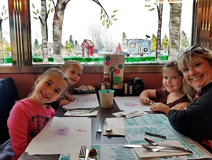 Family memories are made in booths like these. Crayons on placemats, kids' menus, and conversations that will be remembered long after the meal.