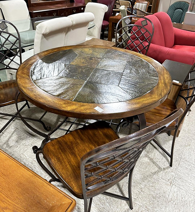This dining set isn't just furniture; it's the backdrop for future family arguments about politics and compliments about potato salad.