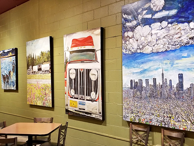 The art isn't just on the walls&mdash;it's a gallery of Alaskan stories told through brushstrokes, creating the perfect backdrop for your own dining memories.