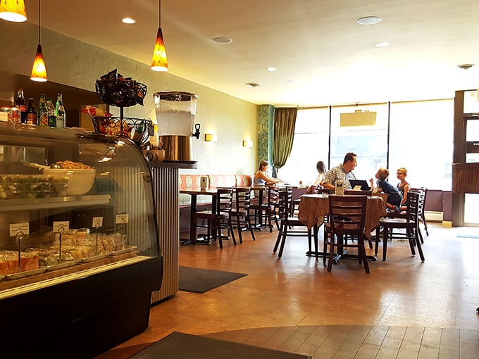 The dining area strikes that perfect balance between "fancy enough for a special occasion" and "comfortable enough to linger over coffee and gossip."