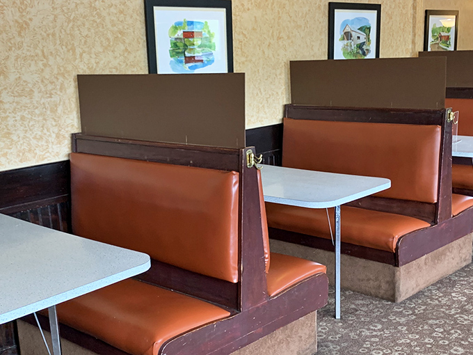 Classic diner booths—where comfort meets function. These seats have cradled generations of Vermonters through countless cups of coffee.