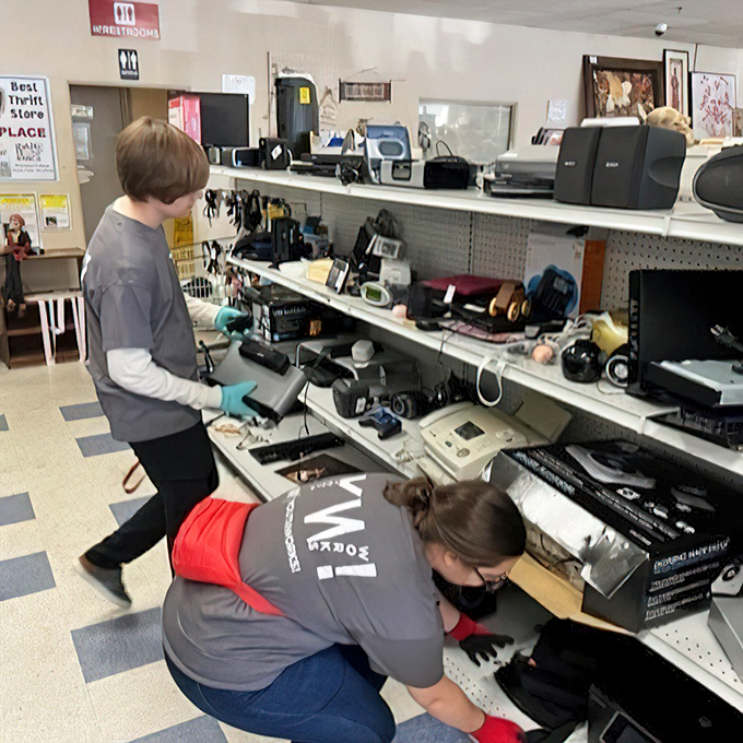 The electronics section&mdash;where staff members carefully test yesterday's technology. One shopper's obsolete gadget is another's retro find.