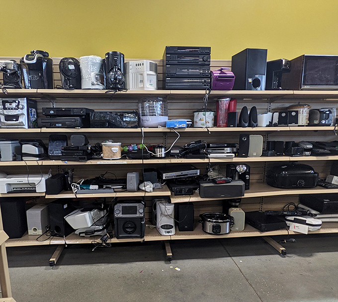 Electronics from various eras line up like a technology museum where everything's actually for sale at bargain-basement prices.
