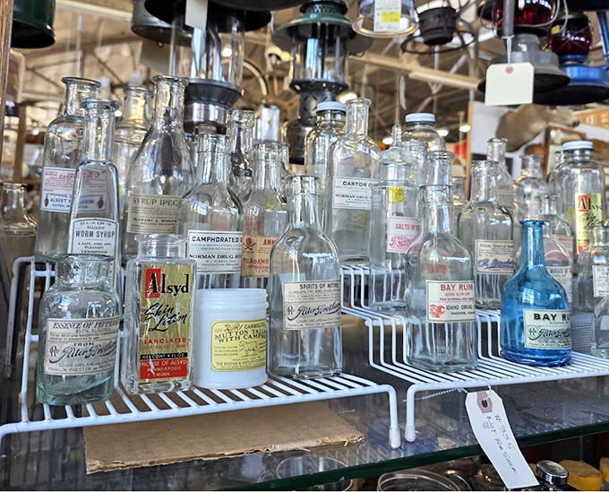 Vintage medicine and tonic bottles when "medicinal alcohol" was prescribed for everything from toothaches to Tuesday blues.