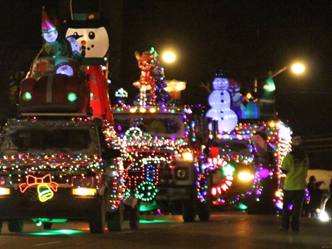 Holiday parades in small towns outshine big city spectacles every time. Logansport transforms ordinary trucks into magical light displays that would make Clark Griswold jealous.