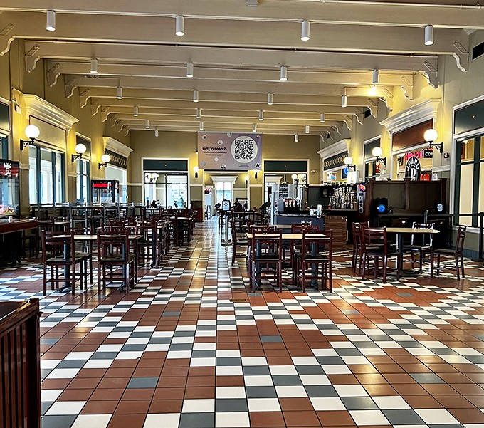 The food court&mdash;where shopping marathoners carb-load between sprints to sales racks, all under the glow of skylights.