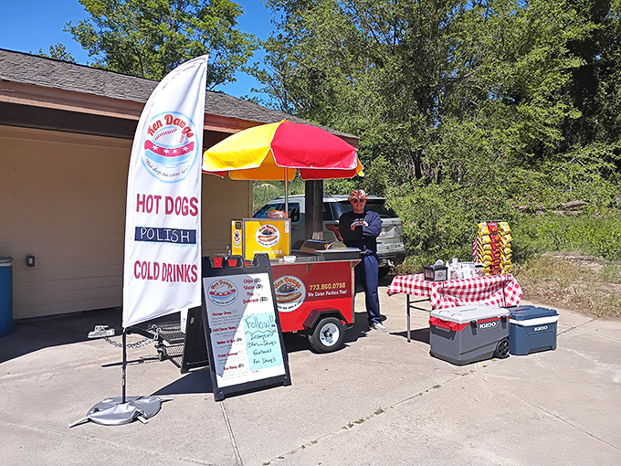 The hot dog stand&mdash;because even paradise understands that swimming builds an appetite nothing but a Chicago-style dog can satisfy.
