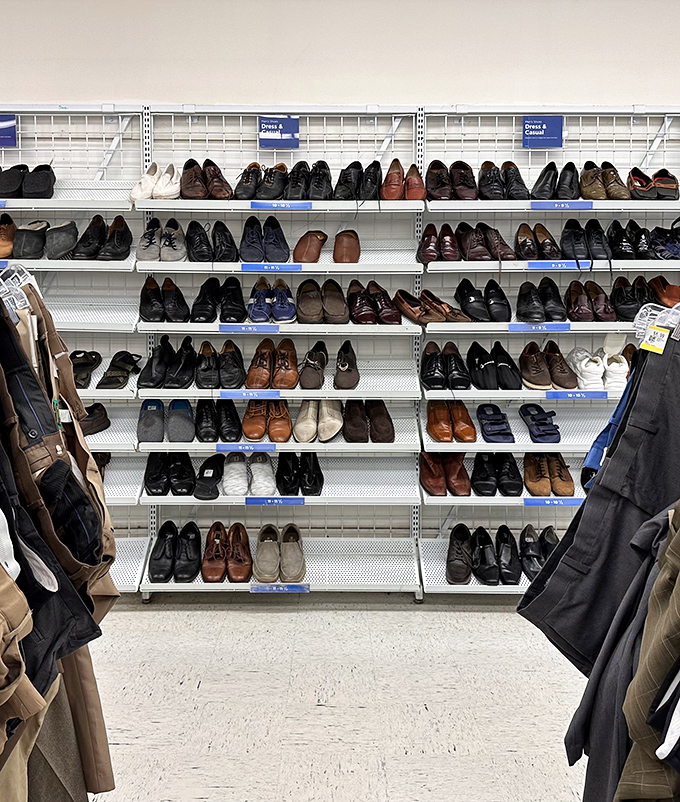 The shoe department &ndash; a podiatric time capsule where barely-worn loafers and pristine pumps stand at attention, hoping for new adventures.