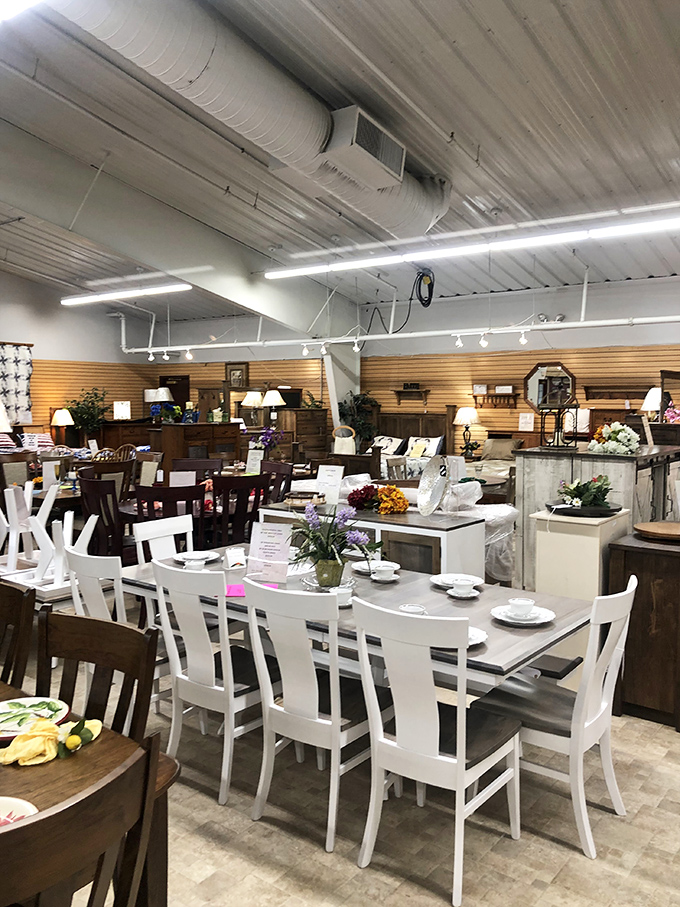 Dining sets staged so perfectly you'll find yourself mentally measuring your dining room and planning a family dinner.