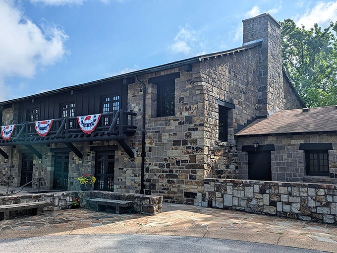 The Giant City Lodge stands as a monument to 1930s craftsmanship, where every stone was placed by hand with purpose.